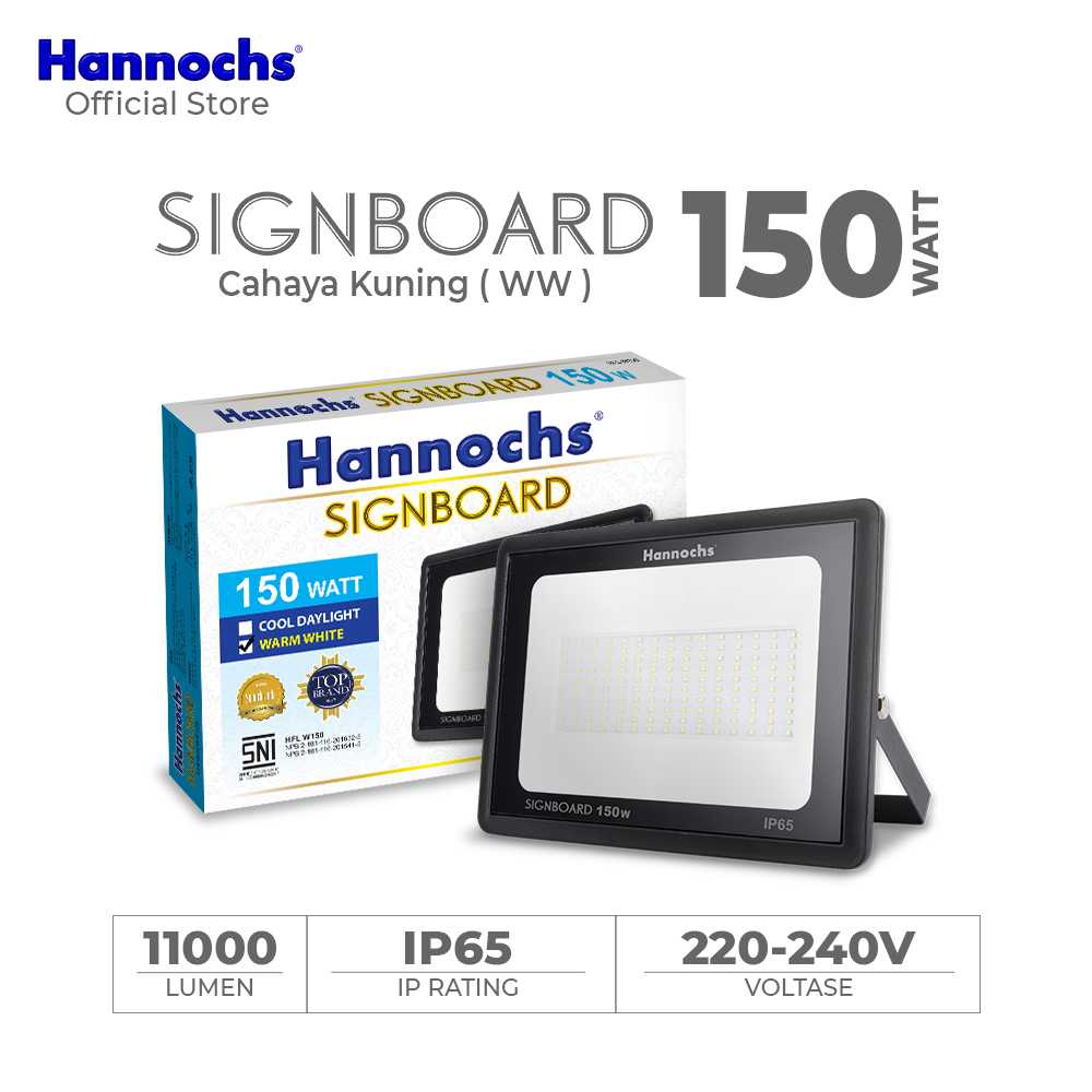 Jual Hannochs LED Flood Light Signboard 150 watt WW - Kuning