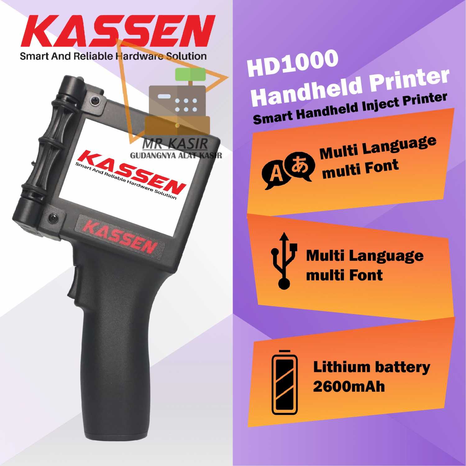 Jual Kassen HD1000 - Smart Handheld Inkjet Portable Printer