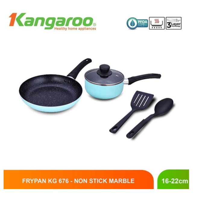Jual Kangaroo KG 676 Allu Cookware Set 4pcs Fry Pan,Sauce