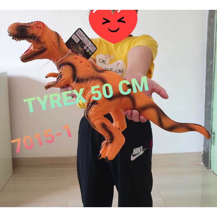 Jual MAINAN DINOSAURUS TYREX OREN 50CM JUMBO DINO KARET 7015-1