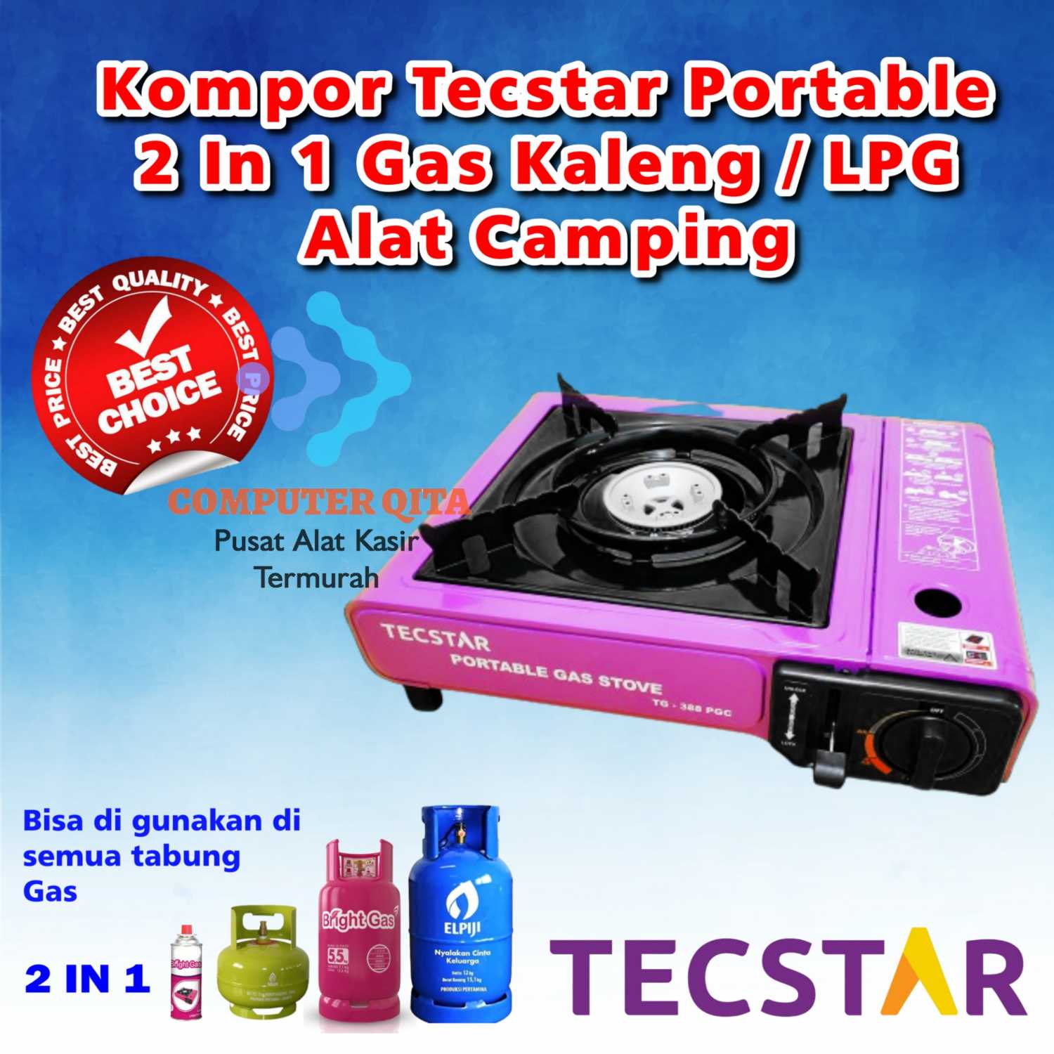Jual Kompor Tecstar Portable 2 In 1 Gas Kaleng / LPG Mudah Alat