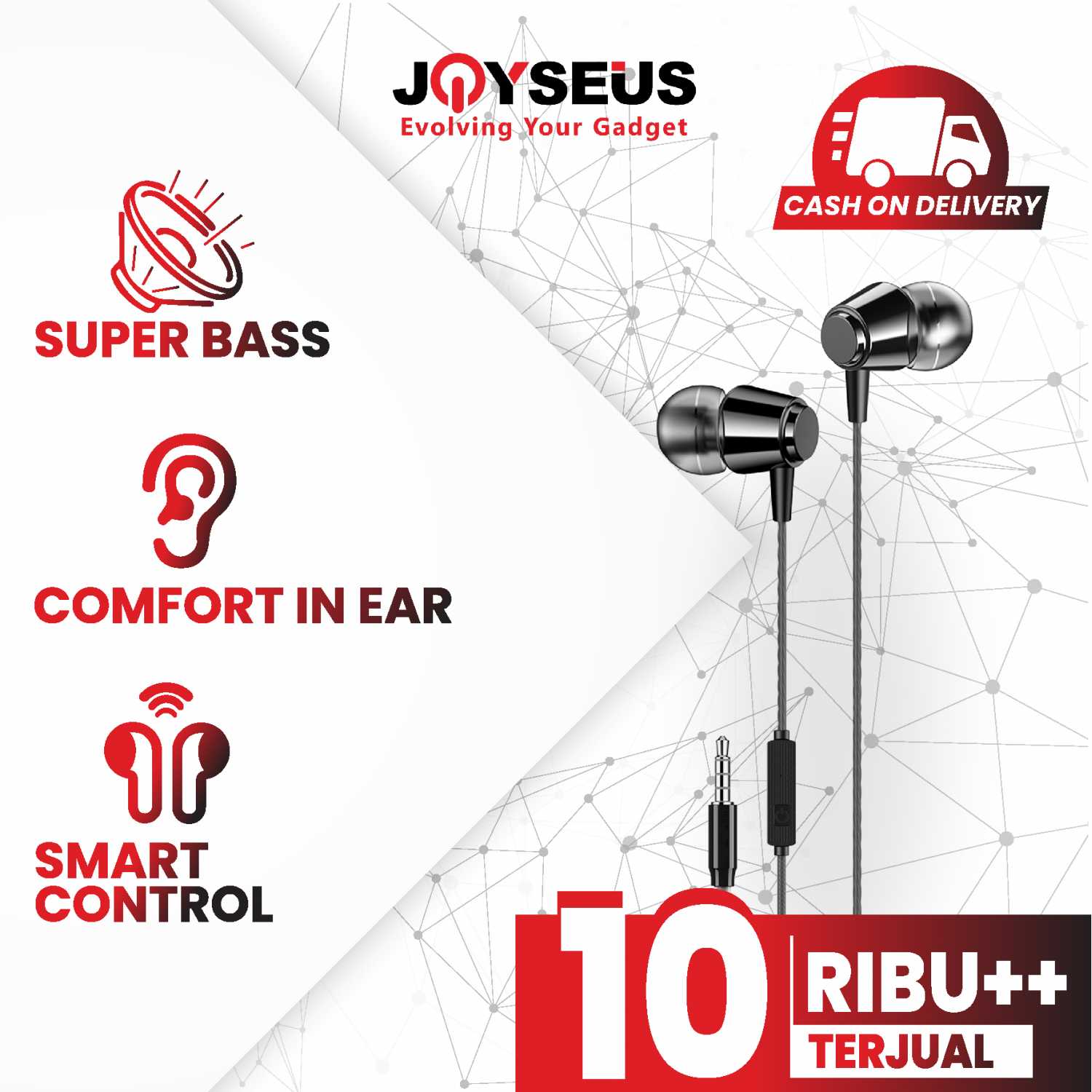 Jual JOYSEUS In-Ear Earphone For iPhone HIFI Stereo Wired