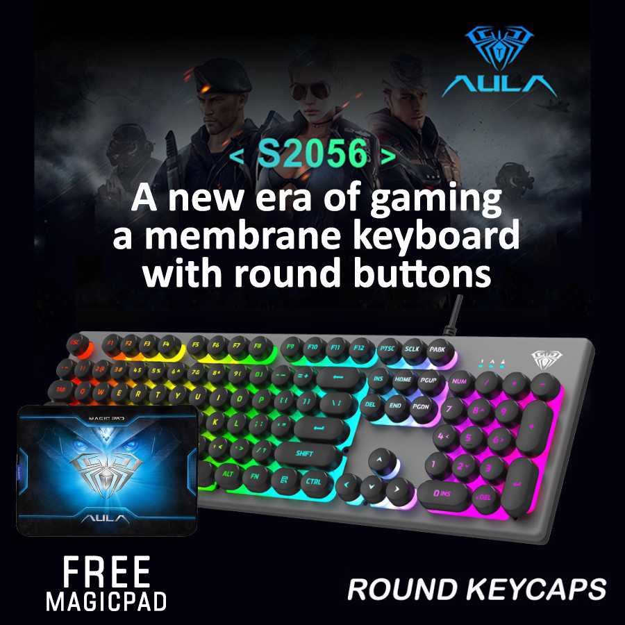 Jual Keyboard Gaming Membrane AULA S-2056 Round - New LED R