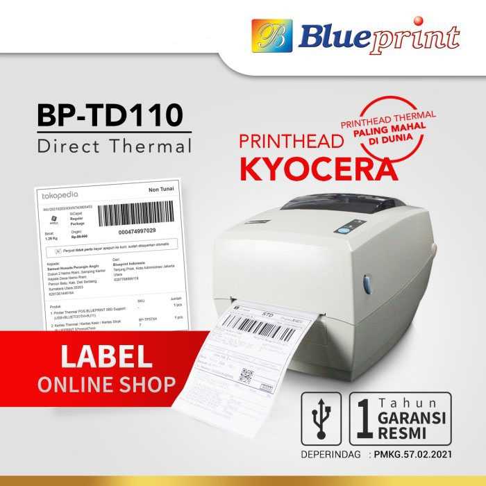 Jual Blueprint BP-TD110 Printer Thermal Barcode Label Resi A6 USB