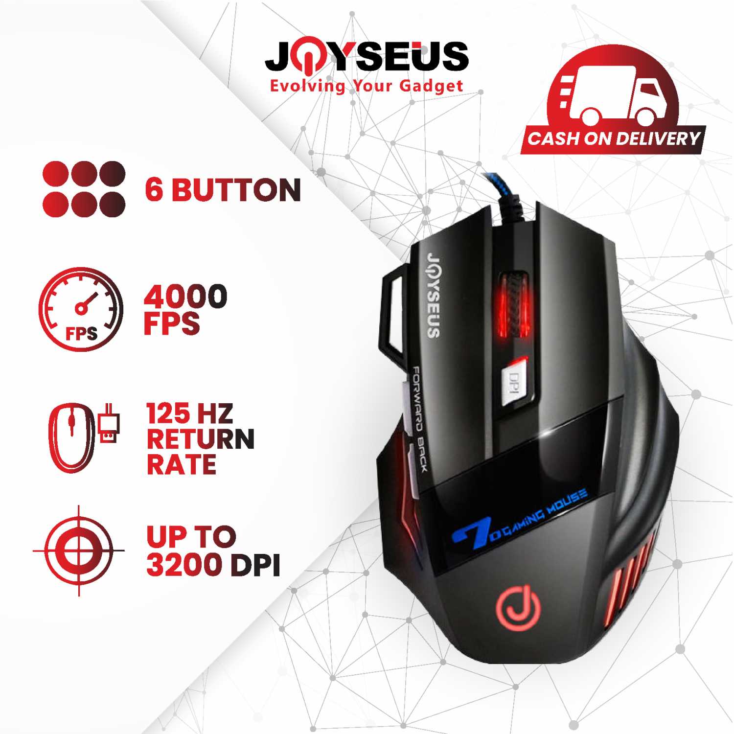 Jual RGB Professional Gaming Mouse JOYSEUS 3200DPI LED USB Wired