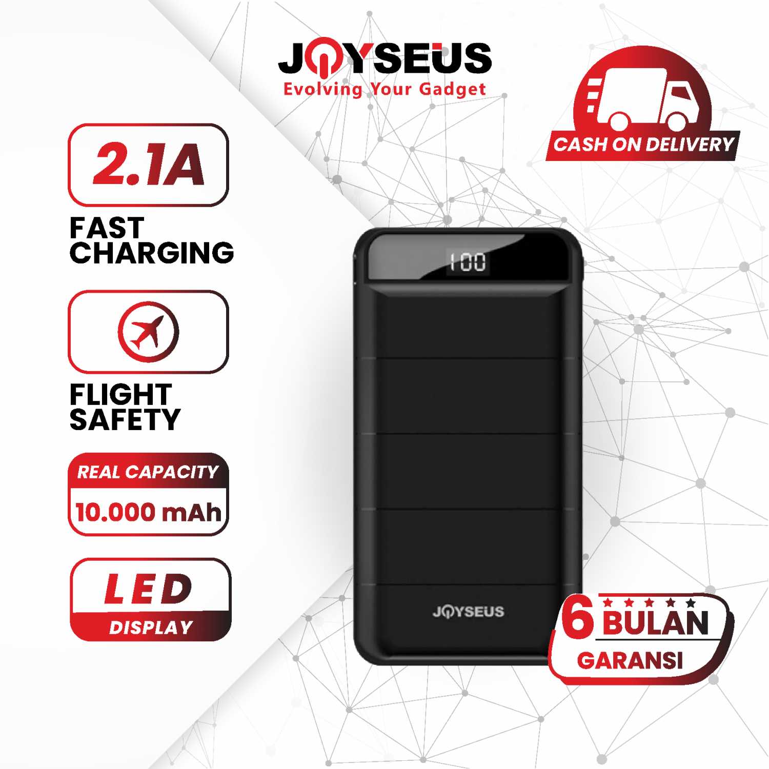 Jual JOYSEUS Power Bank 10000mah LED Digital Portable Charger