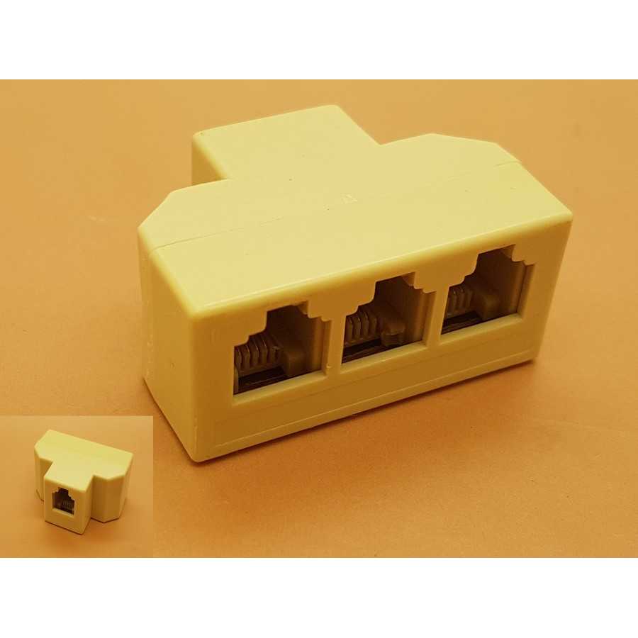 Jual RJ11 Female to 3 RJ11 Female Socket Adapter Converter