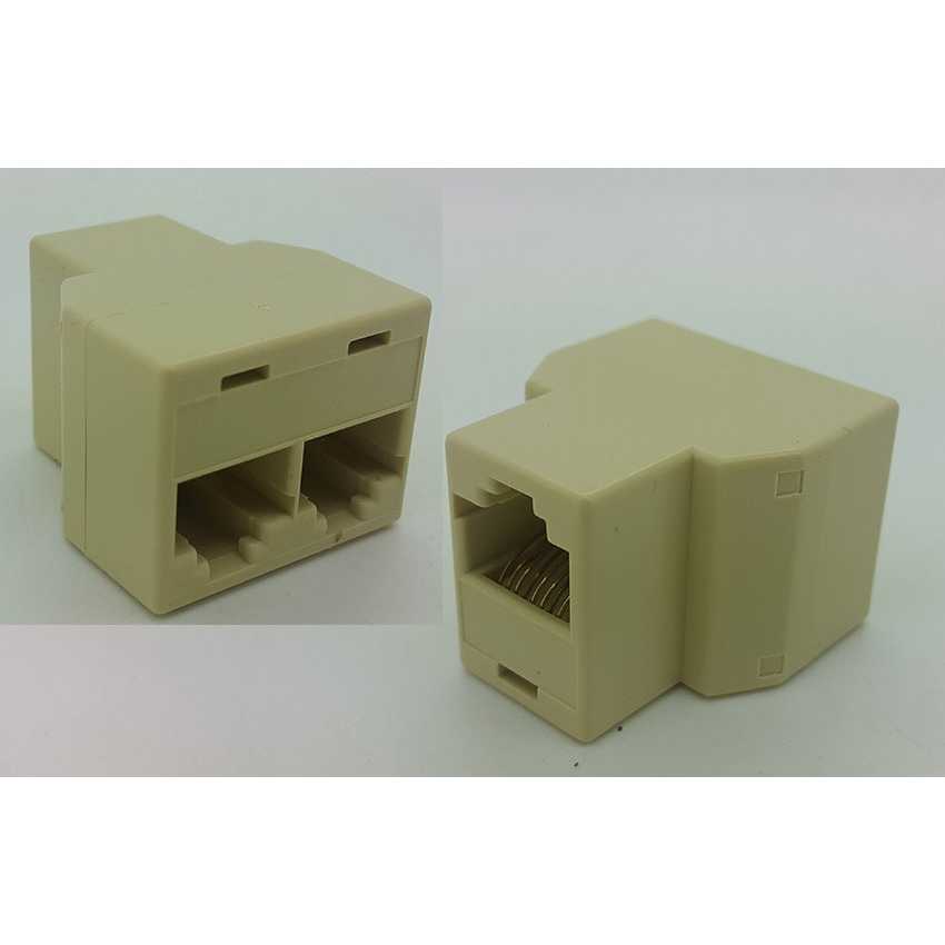 Jual RJ45 Female to 2 RJ45 Female Socket Adapter Converter 8 pin