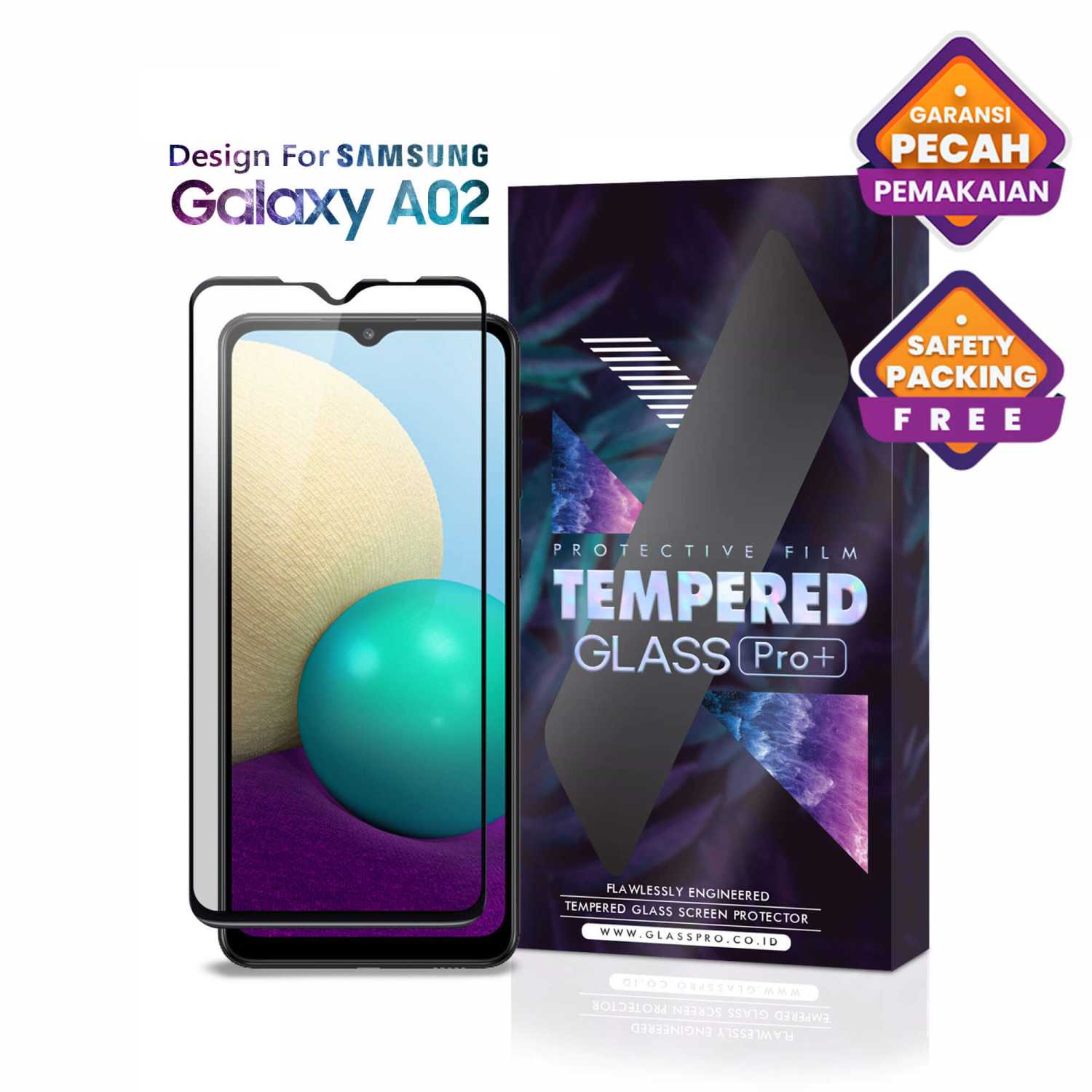 Jual Tempered Glass Samsung Galaxy A02 Full Cover Black