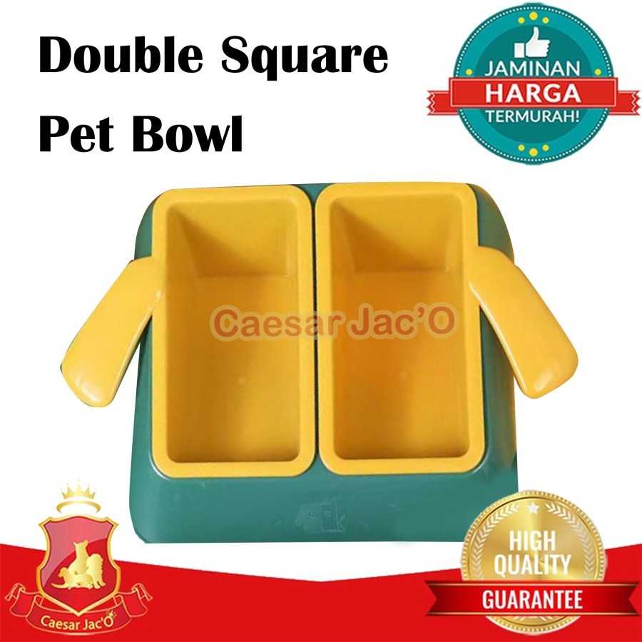 Jual Tempat Makan Kotak Double Anjing Kucing Hewan / Square Bowl