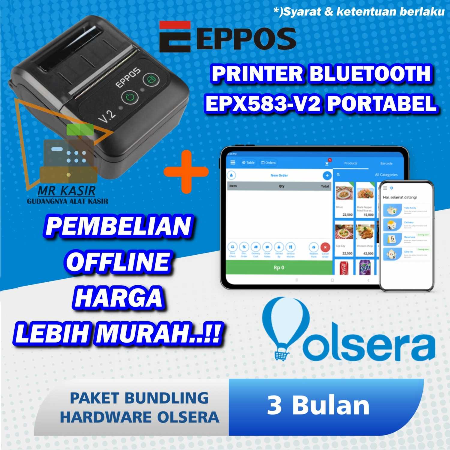 Jual APLIKASI KASIR PREMIUM OLSERA 3 BULAN + PRINTER BLUETOOTH