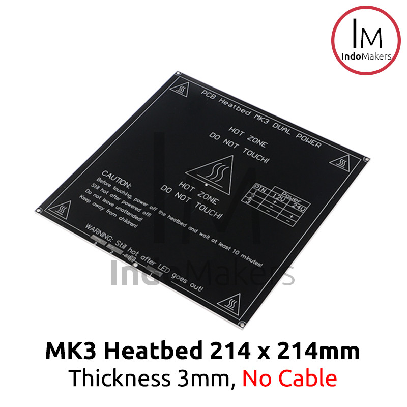 Jual MK3 Aluminium Heatbed / Heat Bed 214 x 214 Dual 12/24 VDC