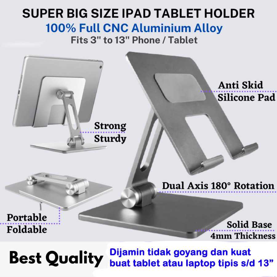 Jual Stand Holder TABLET s/d 13 inch lebar 13cm IPAD PRO Dudukan