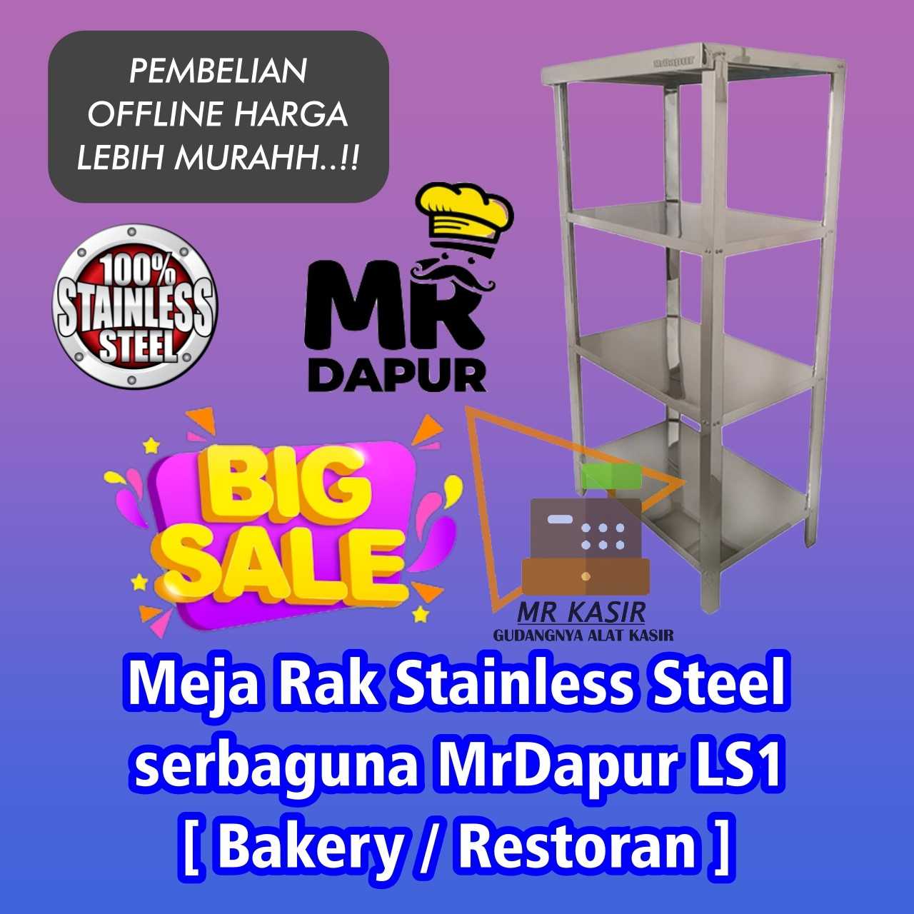Jual Meja Rak Stainless Steel serbaguna MrDapur LS1 [ Bakery