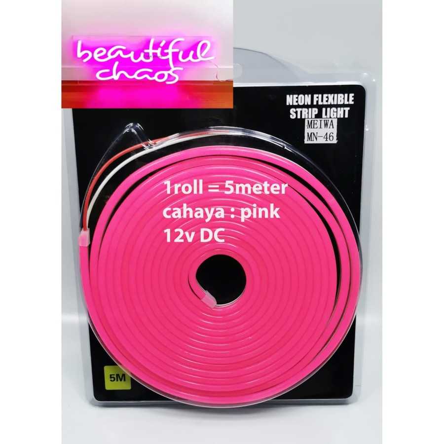 Jual pink - Lampu LED Neon Flex LED Strip Flexible 1roll 5m 12V