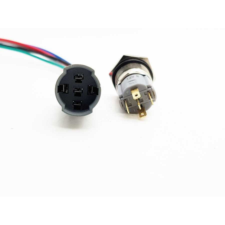 Jual Socket 5 pin Push Button 16mm Konektor Kabel Metal Switch