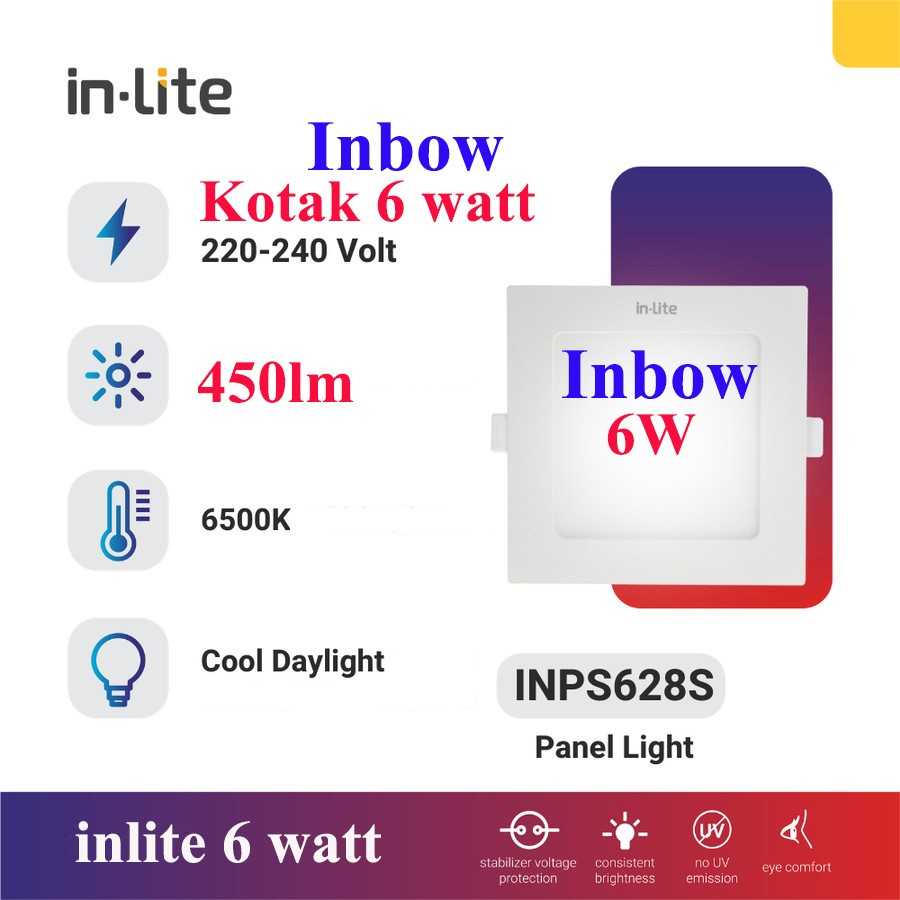 Jual LAMPU PANEL LED 6w INBOW kotak INPS628S DOWNLIGHT IN-LITE