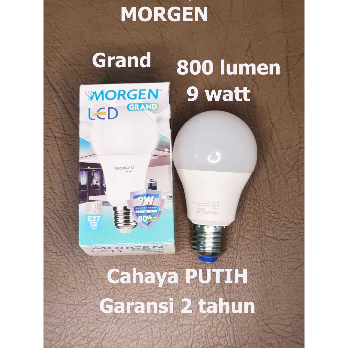 Jual Lampu LED bulb Grand 9 watt Merk MORGEN Cahaya Putih