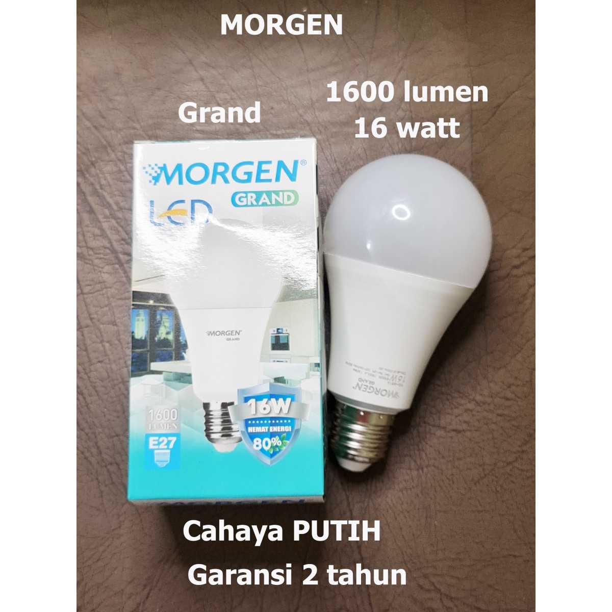 Jual Lampu LED bulb Grand 16 watt Merk MORGEN Cahaya Putih