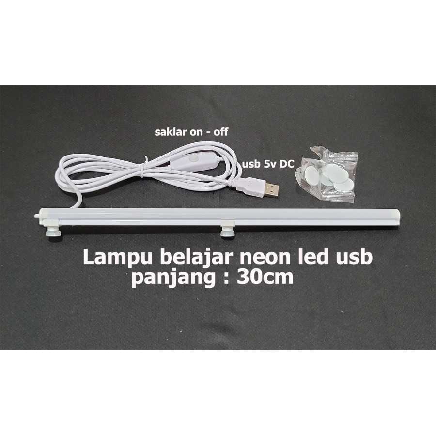 Jual Lampu Belajar 5 watt 30cm Neon LED USB Portable PUTIH DC 5V