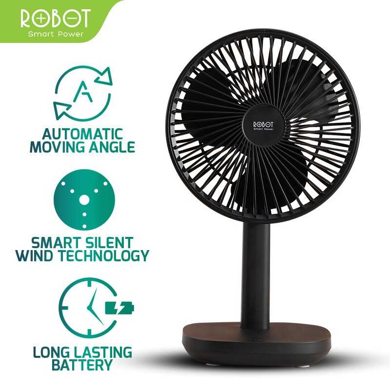 Jual Mini Fan Robot RT-BF12 Oscillating USB Desk Fan 4000mAh 6