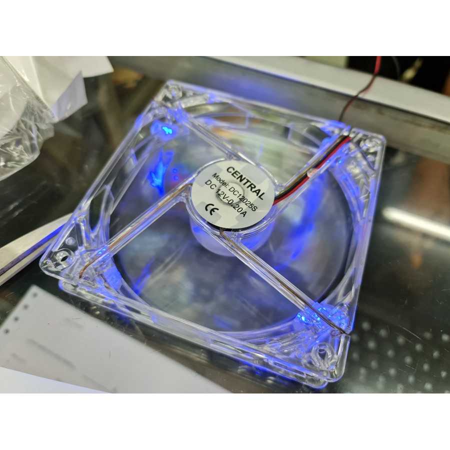 Jual fan casing cpu 12v dc 12cm transparan with led - kipas