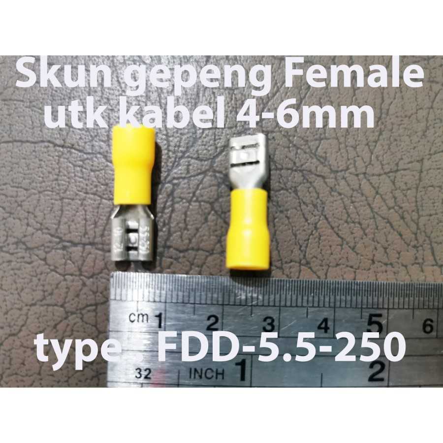 Jual Skun Gepeng Female FDD 5.5-250 ( KUNING ) - skun kabel cewe