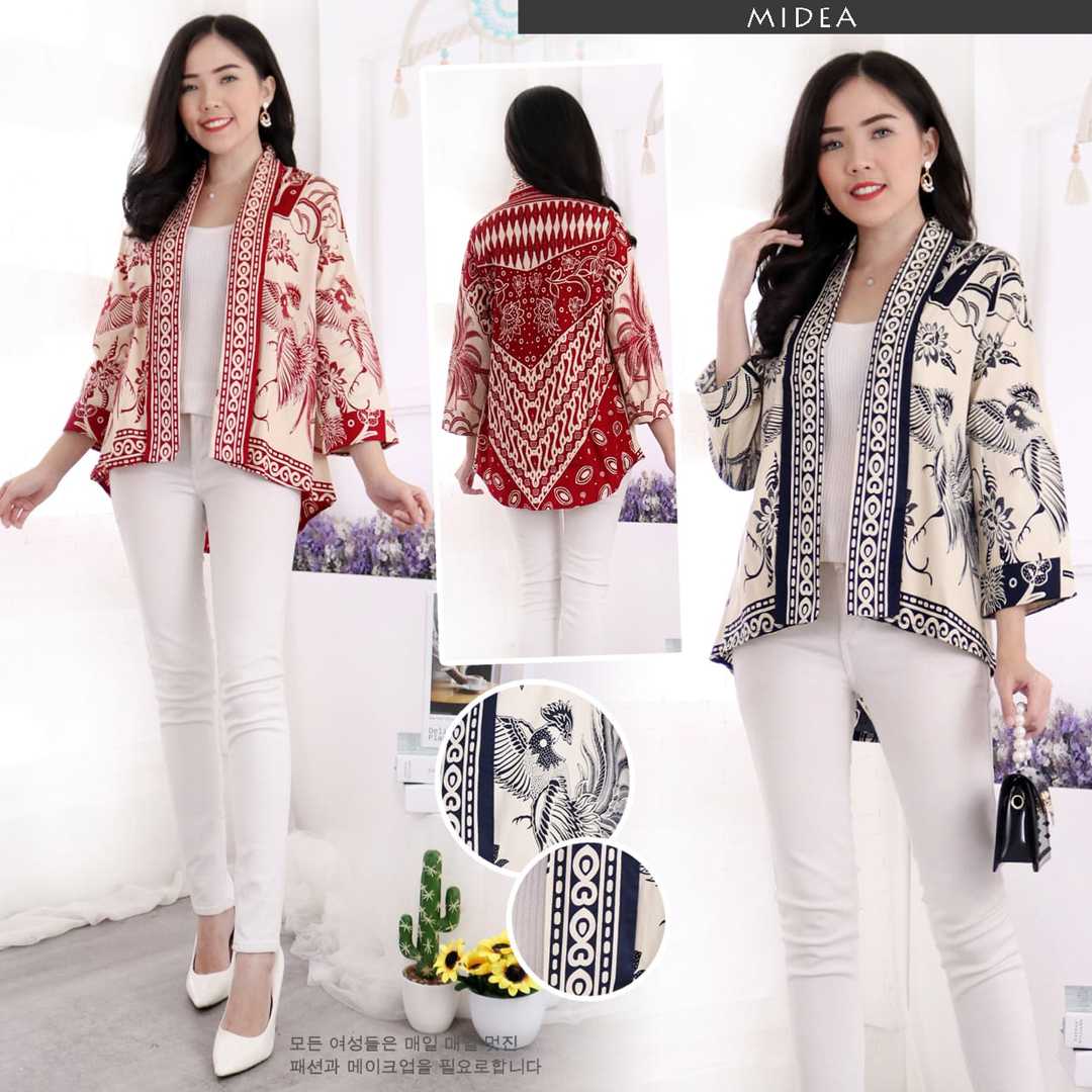 Jual Midea Blazer Batik Wanita Outer Rompi Wanita Jumbo Jaket
