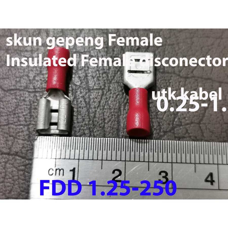 Jual Skun Gepeng Female FDD 1.25-250 ( MERAH ) - skun kabel cewe