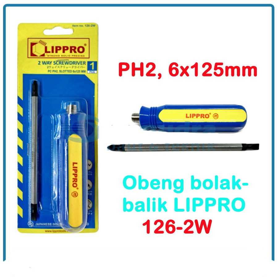 Jual LIPPRO 126-2W Obeng 2 Way Plus Minus Bolak Balik Kembang