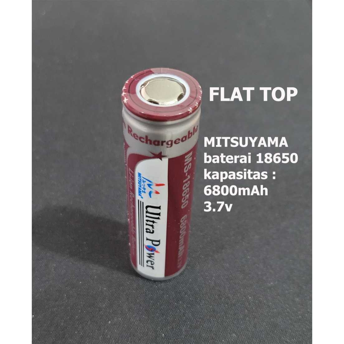 Jual Flat Top Baterai 18650 Mitsuyama 6800mAh 3.7v kepala rata
