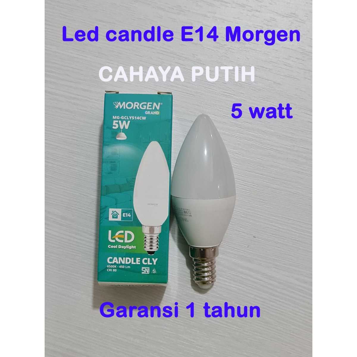 Jual Cahaya PUTIH lampu led candle E14 5watt Morgen MG-CLY05