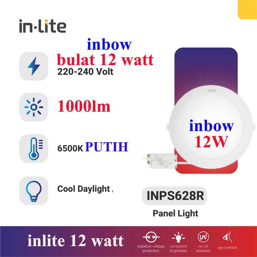 Jual LAMPU PANEL LED 12w INBOW bulat INPS628R DOWNLIGHT IN-LITE