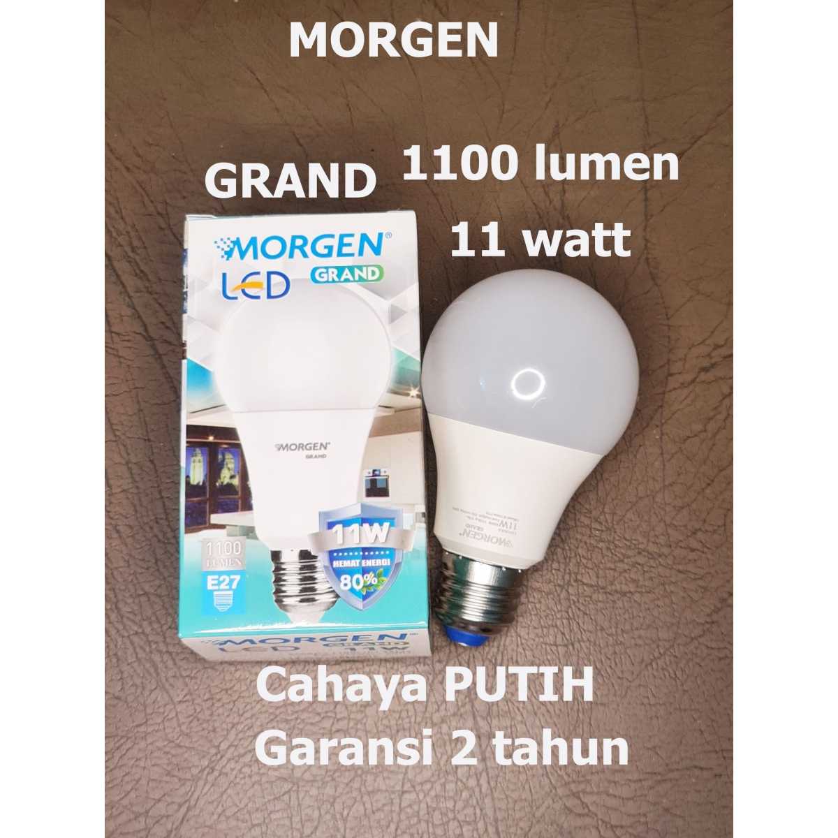 Jual Lampu LED bulb Grand 11 watt Merk MORGEN Cahaya Putih