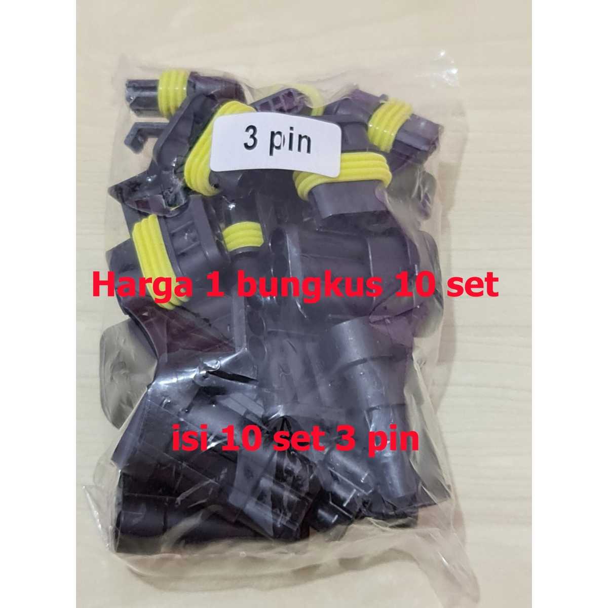 Jual Soket 3 pin isi 10 set Konektor Kabel Anti Air Socket