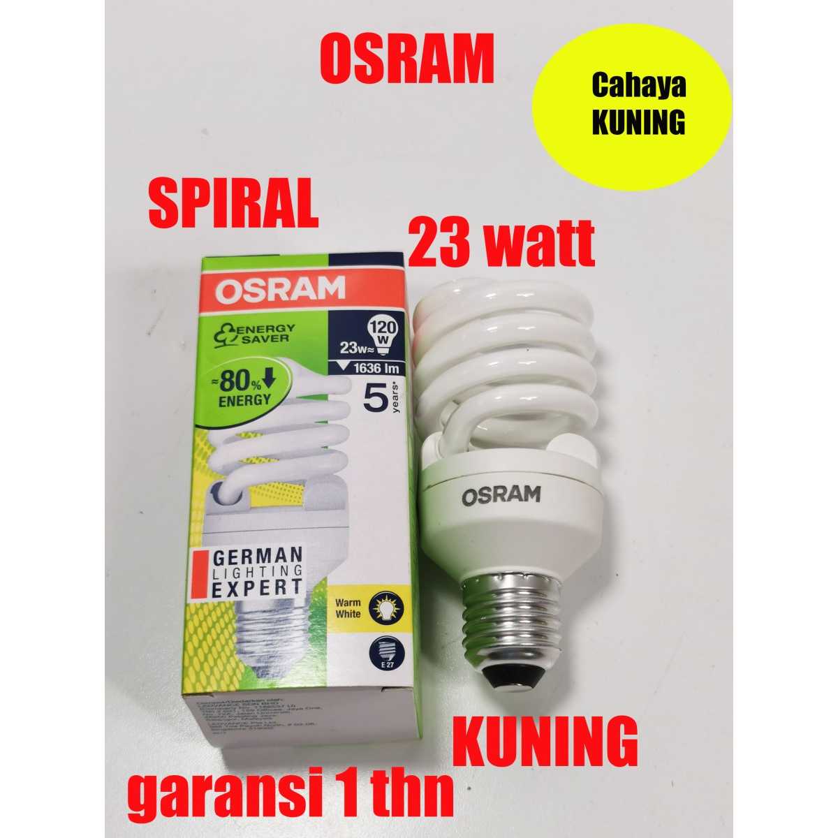 Jual Cahaya KUNING 23 watt lampu osram duluxstar mini twist