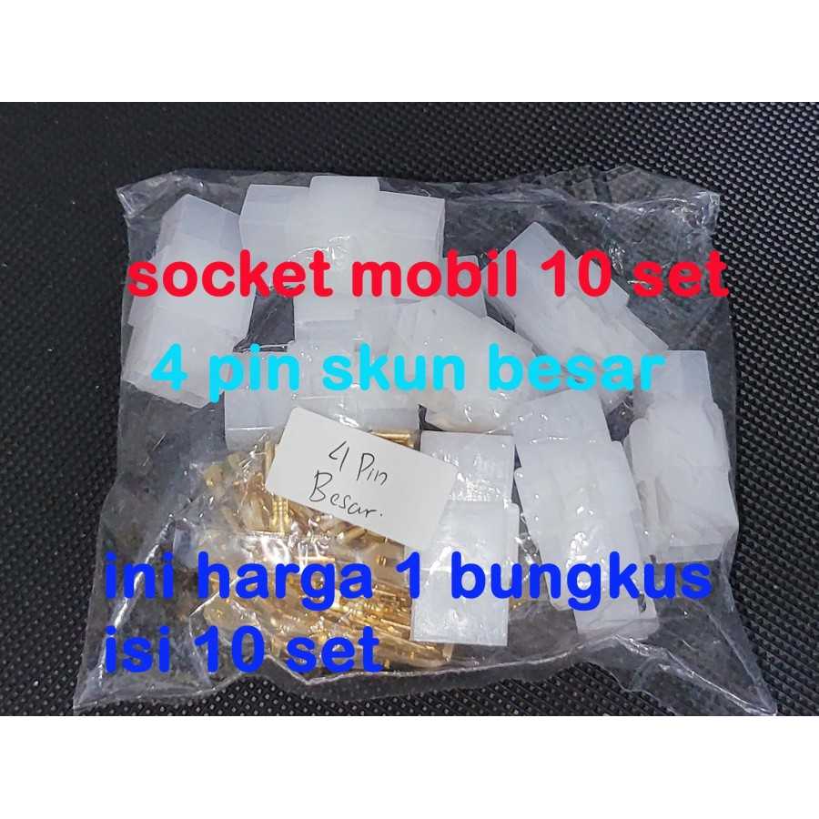 Jual Socket mobil 4 pin besar 10 set/ connector skun motor soket