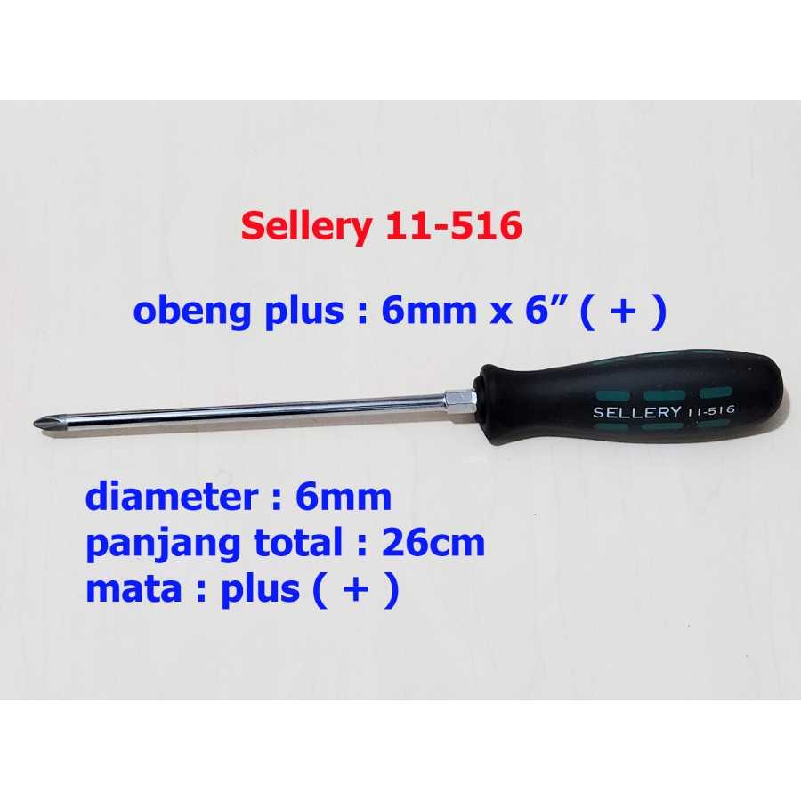 Jual Sellery 11-516 Obeng plus (+) 6 Inch x 6mm panjang 26cm