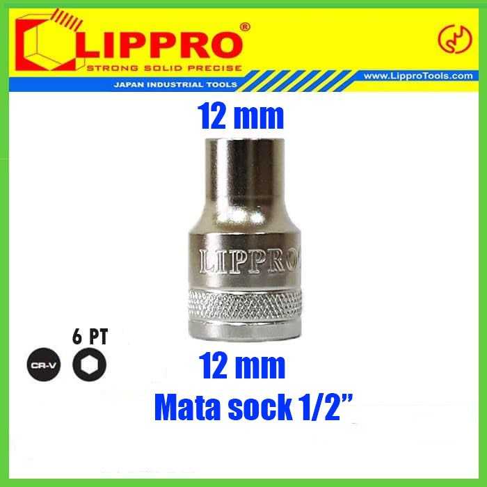 Jual 12mm Lippro Mata Sock 1/2" DR 12 mm - Mata Shock Sok Pendek