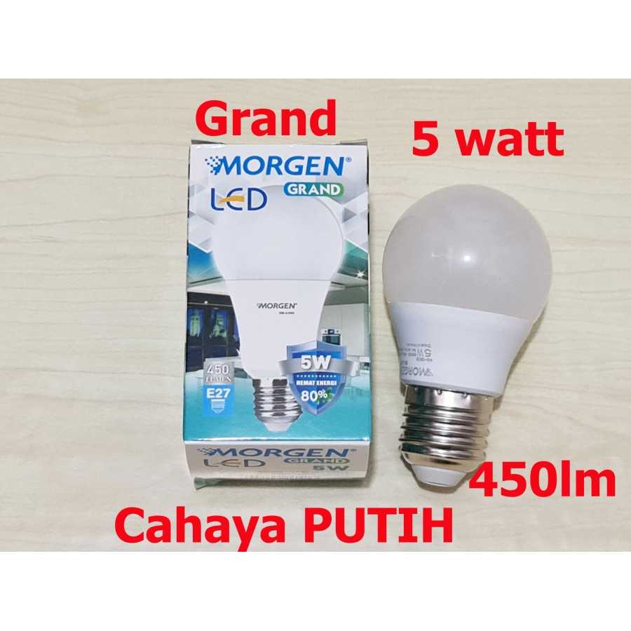 Jual Lampu LED bulb Grand 5 watt Merk MORGEN Cahaya Putih