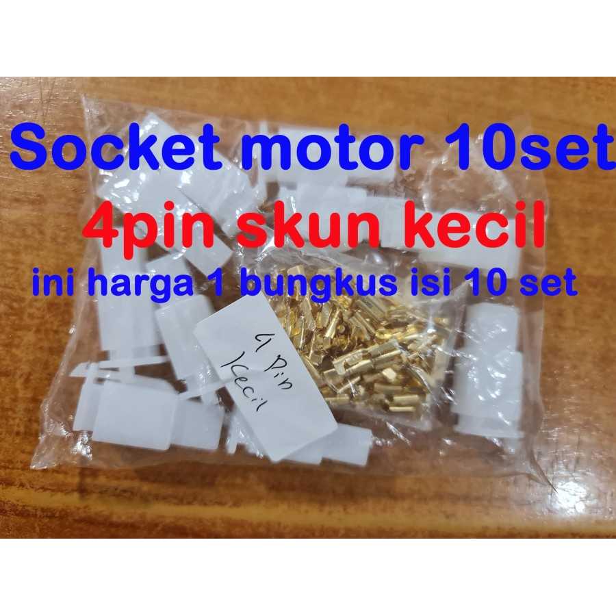 Jual Socket motor 4 pin kecil 10 set/ connector skun mobil soket