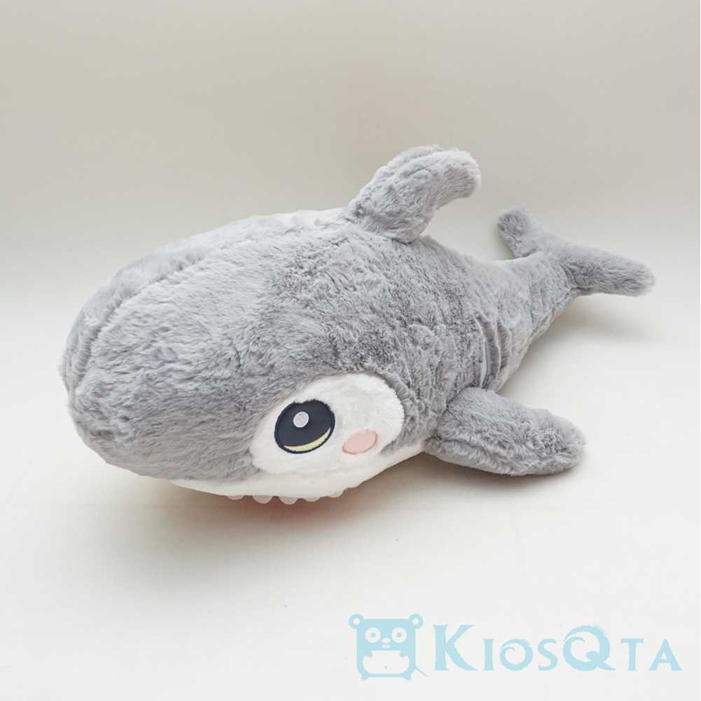 Jual boneka hiu lucu mata belo bulu abu abu grey shark large