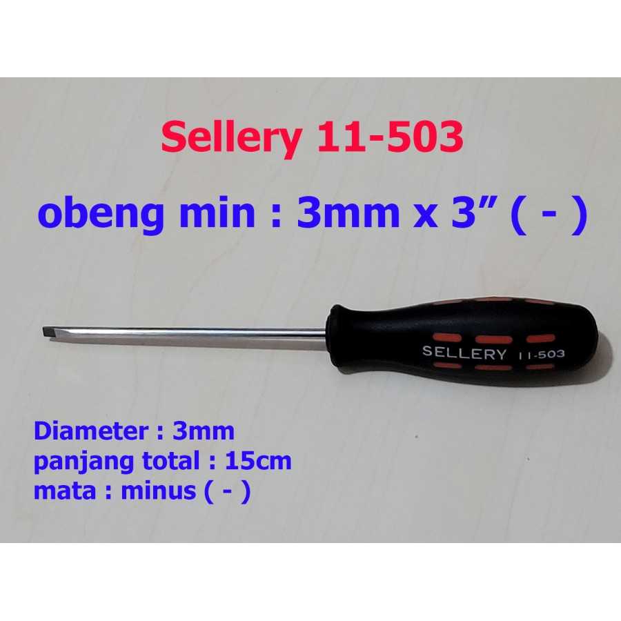 Jual Sellery 11-503 Obeng minus (-) 3 Inch x 3mm panjang 15cm