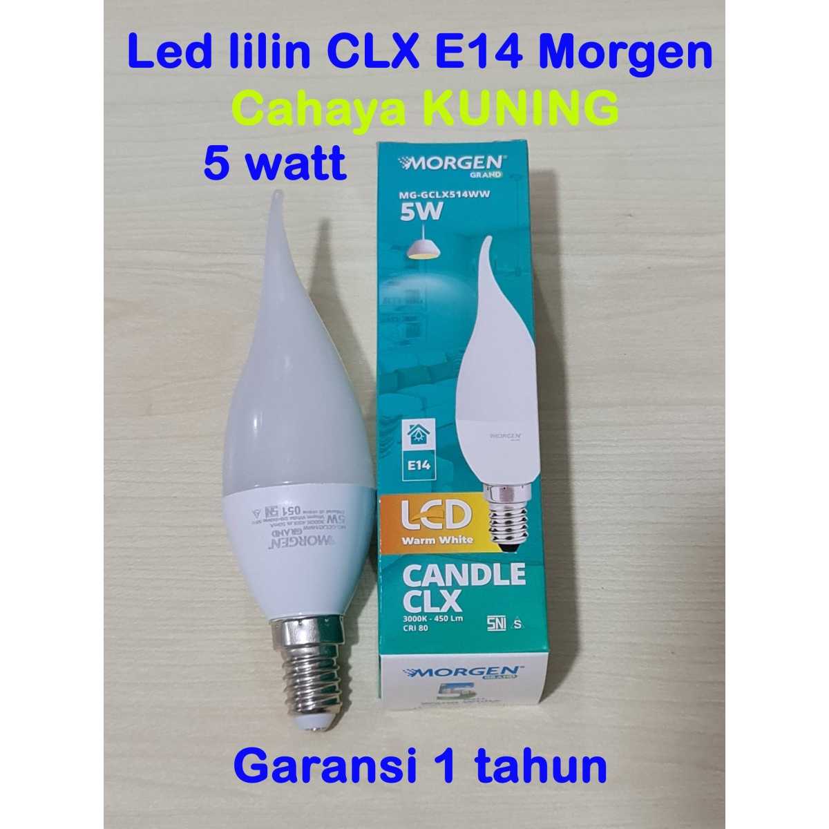 Jual Cahaya kuning MG-GCLX5 lampu led candle E14 5watt Morgen