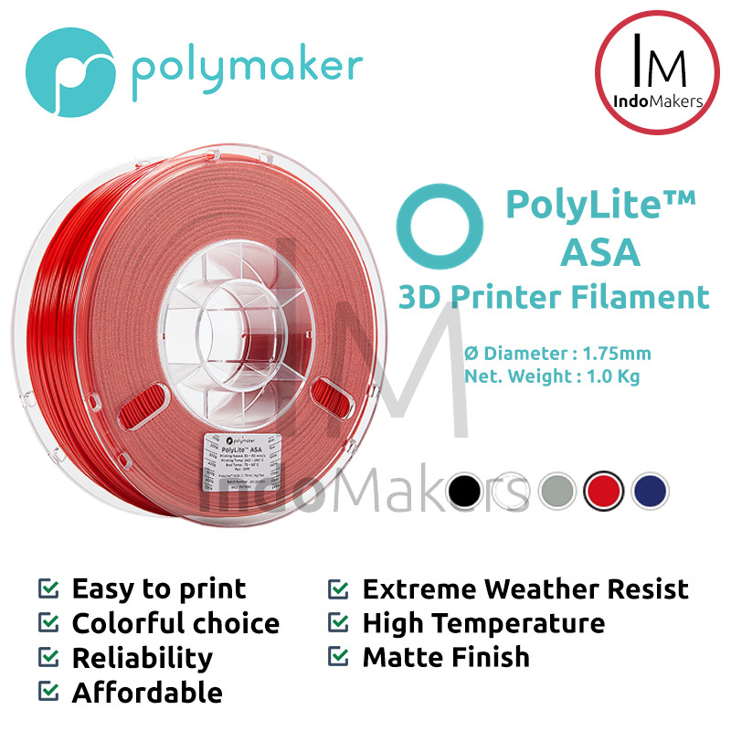 Jual Polymaker PolyLite ASA 3D Printer Filament 1.75mm 1KG
