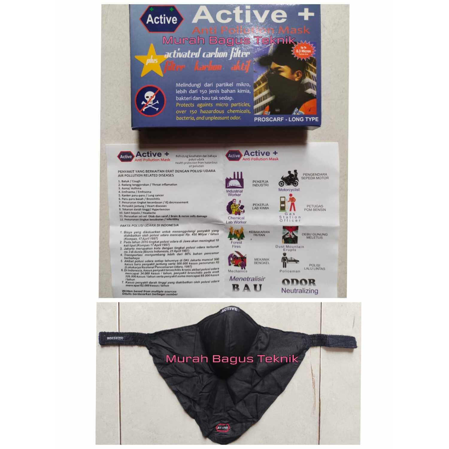 Jual Mask Active+ Activated Carbon Filter Masker Kimia Bakteri