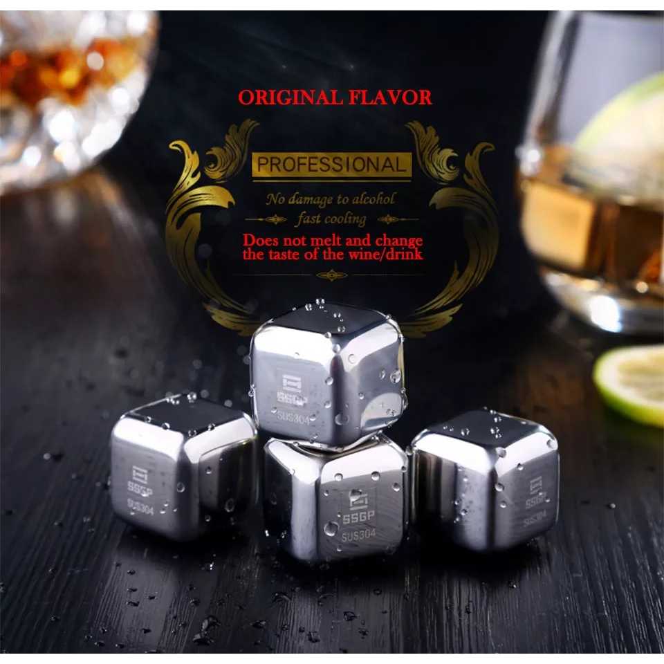 Jual SSGP Stainless Steel Reusable Ice Cube Set - Es Batu Unik