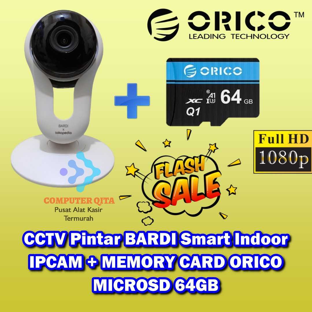 Jual CCTV Pintar BARDI Smart Indoor IPCAM + MEMORY CARD ORICO