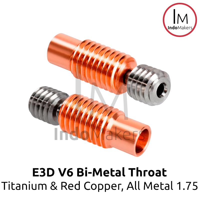 Jual E3D V6 3D Printer Bi Metal Throat All-Metal Titanium Red