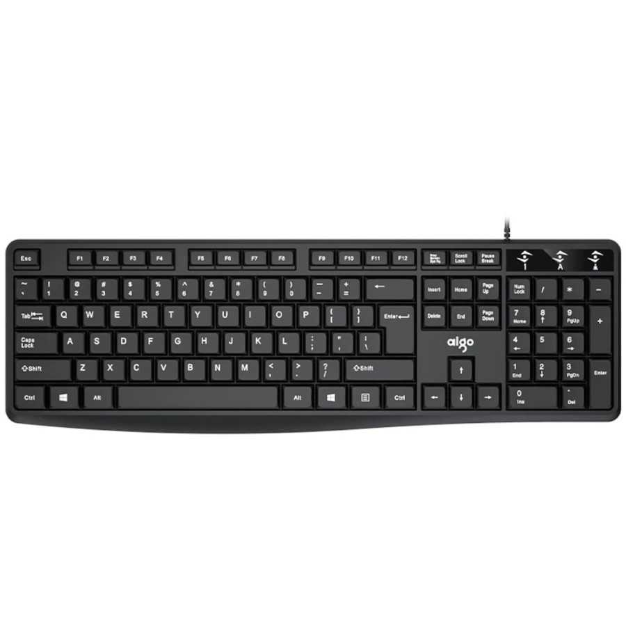 Jual aigo K120 Black Compact 104-key Silent Office Wired Keyboard